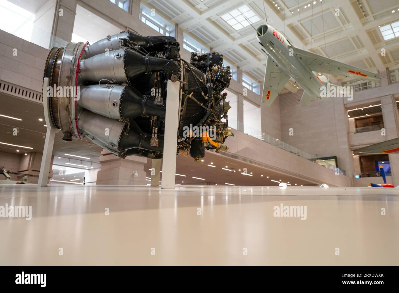Beijing China, January 24, 2023: Soviet made MiG-15bis fighter engine ...