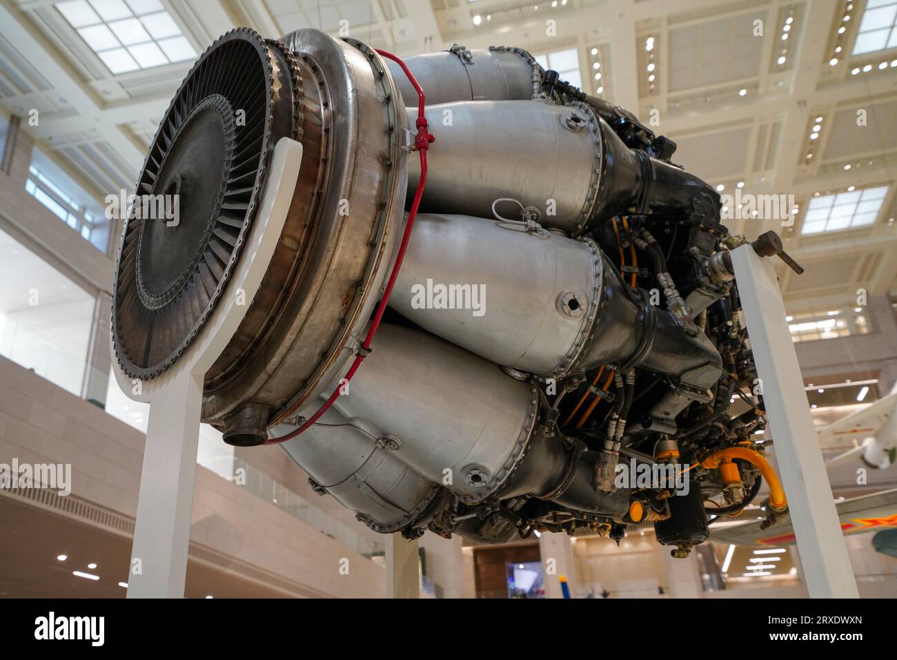 Beijing China, January 24, 2023: Soviet made MiG-15bis fighter engine ...