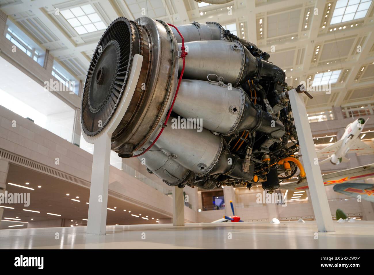 Beijing China, January 24, 2023: Soviet made MiG-15bis fighter engine ...