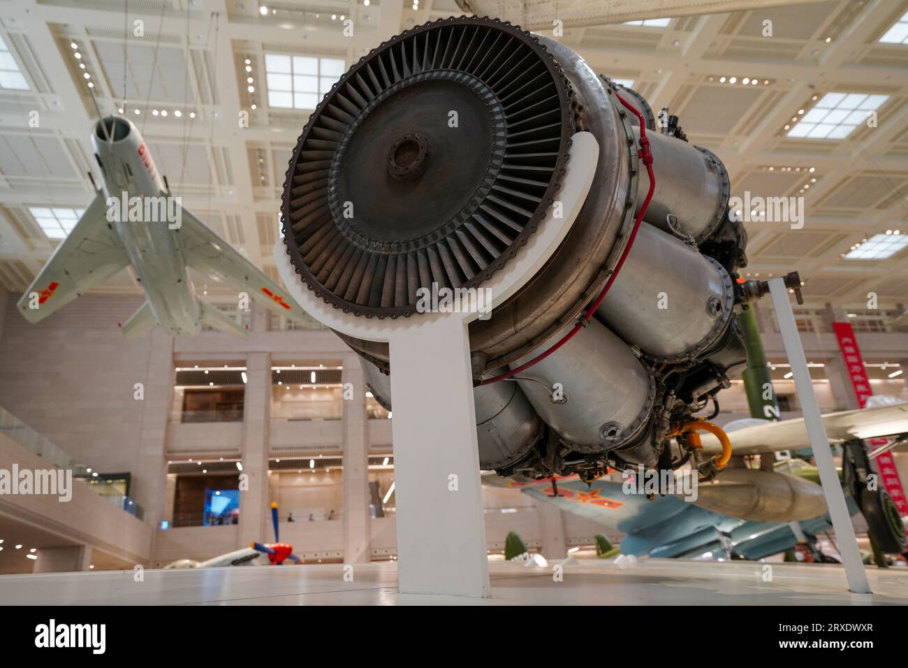 Beijing China, January 24, 2023: Soviet made MiG-15bis fighter engine ...
