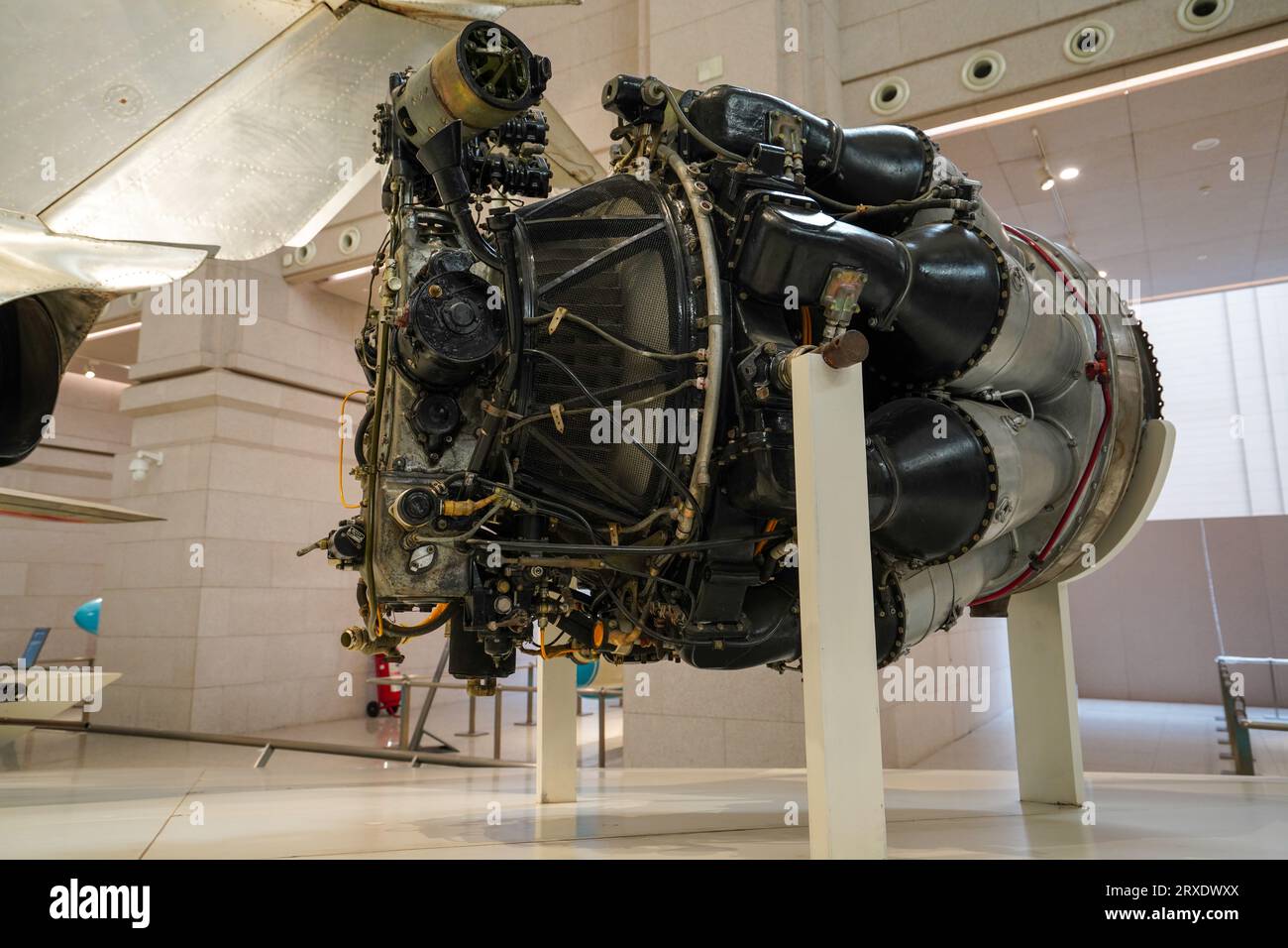 Beijing China, January 24, 2023: Soviet made MiG-15bis fighter engine ...