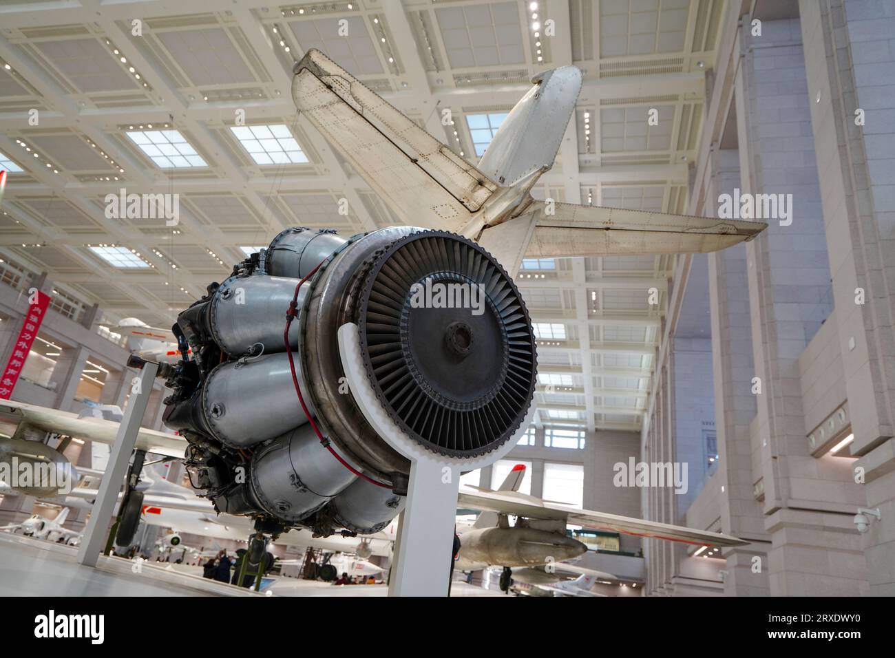 Beijing China, January 24, 2023: Soviet made MiG-15bis fighter engine ...