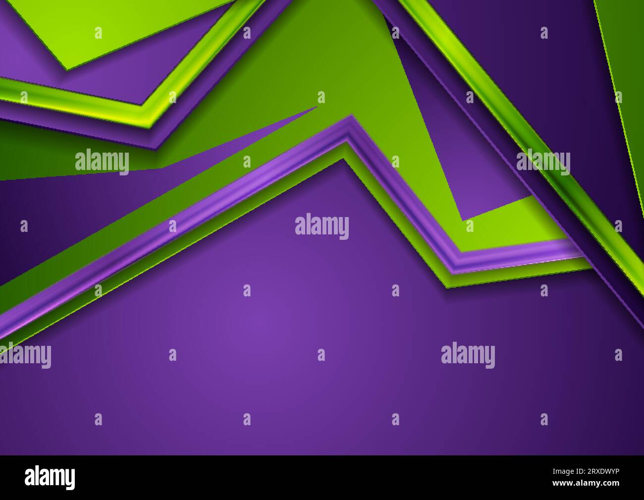 High contrast green and violet glossy stripes. Abstract tech background ...