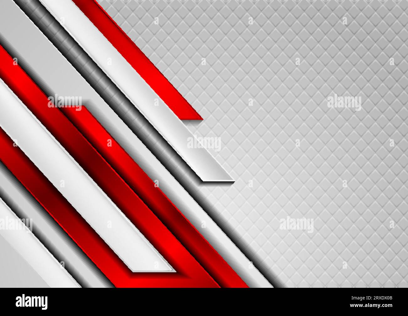 Bright red and grey abstract tech geometric background with glossy ...