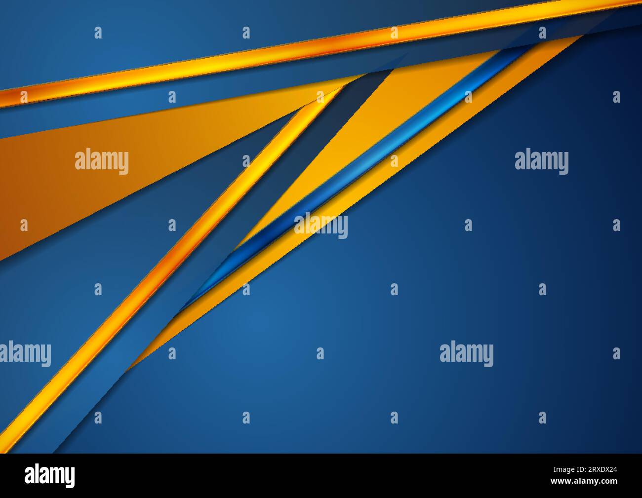 High contrast blue and orange glossy stripes. Abstract tech background ...