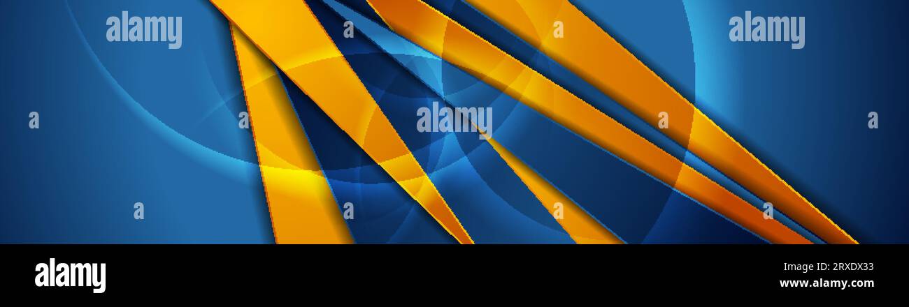 High contrast blue orange abstract tech corporate banner design with ...