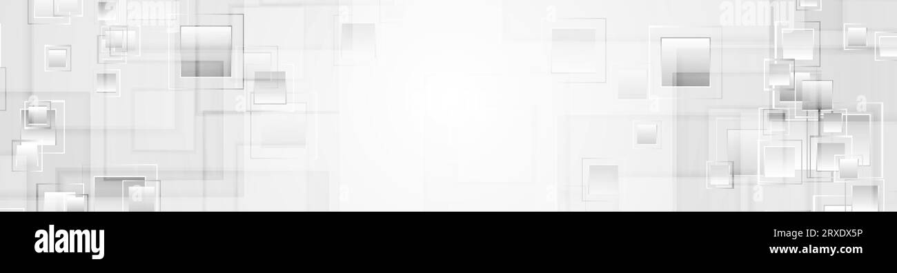 Abstract grey tech geometric glossy squares banner design. Monochrome ...