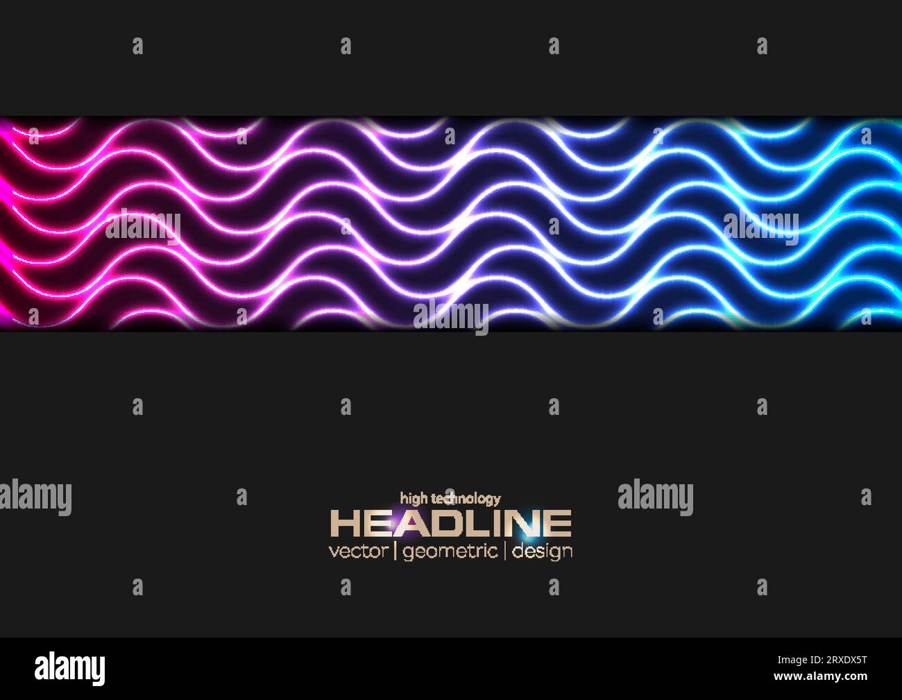 Blue ultraviolet neon curved wavy lines pattern abstract background ...
