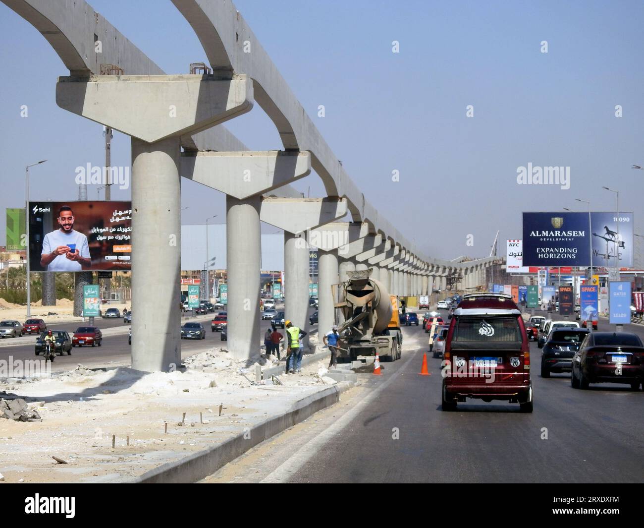 Giza, Egypt, September 16 2023: Giza monorail site, under construction ...