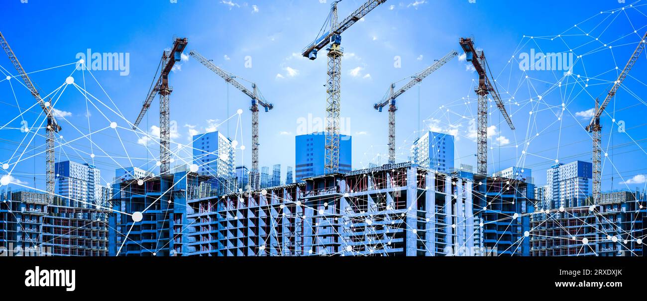Construction technology banner background. Construction site with ...