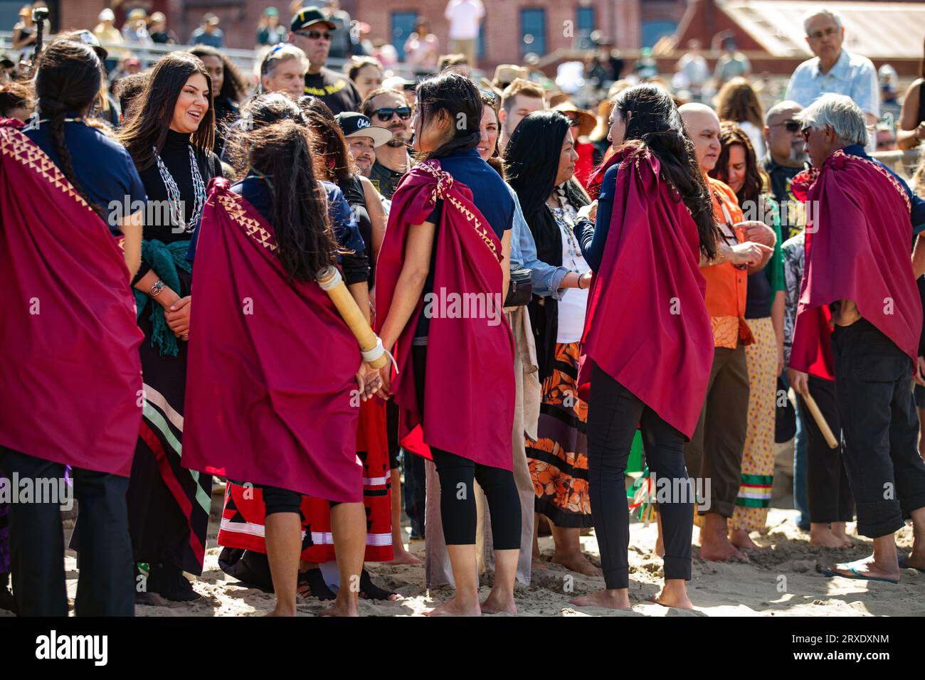 San Francisco, USA. 24th Sep, 2023. Crew from the Polynesian voyaging ...