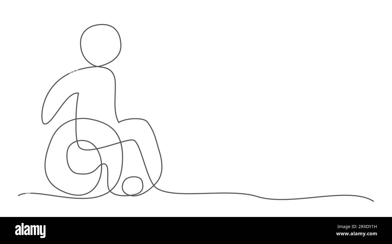 Disabled One line drawing isolated on white background Stock Vector ...