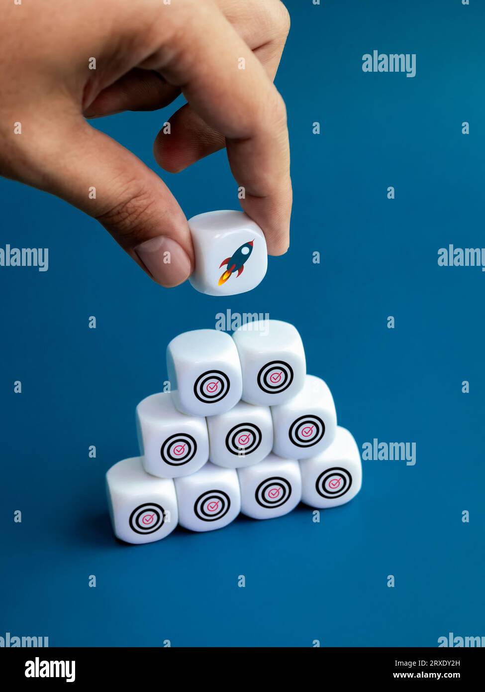 Business startup with goal and success concept. Rocket launching icon ...