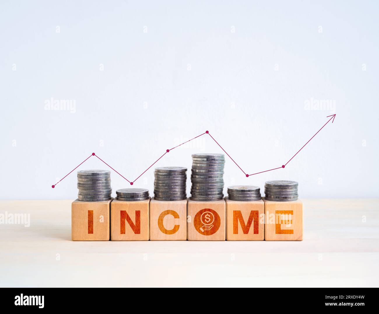 Investment, income, savings and balance concept. Text "INCOME" with get ...