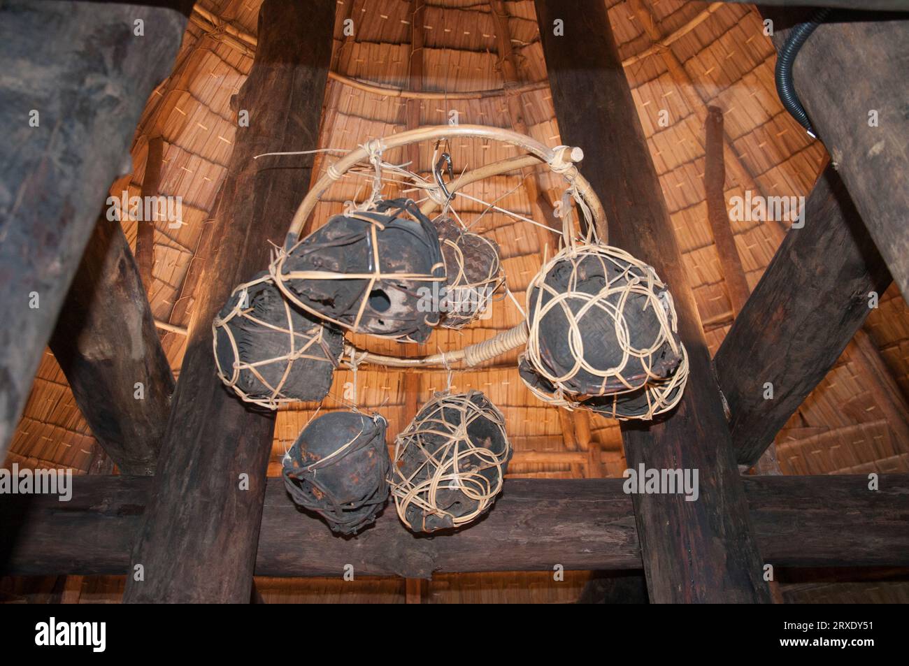 Headhunting tribesmen's trophies displayed in the Borneo Cultures ...