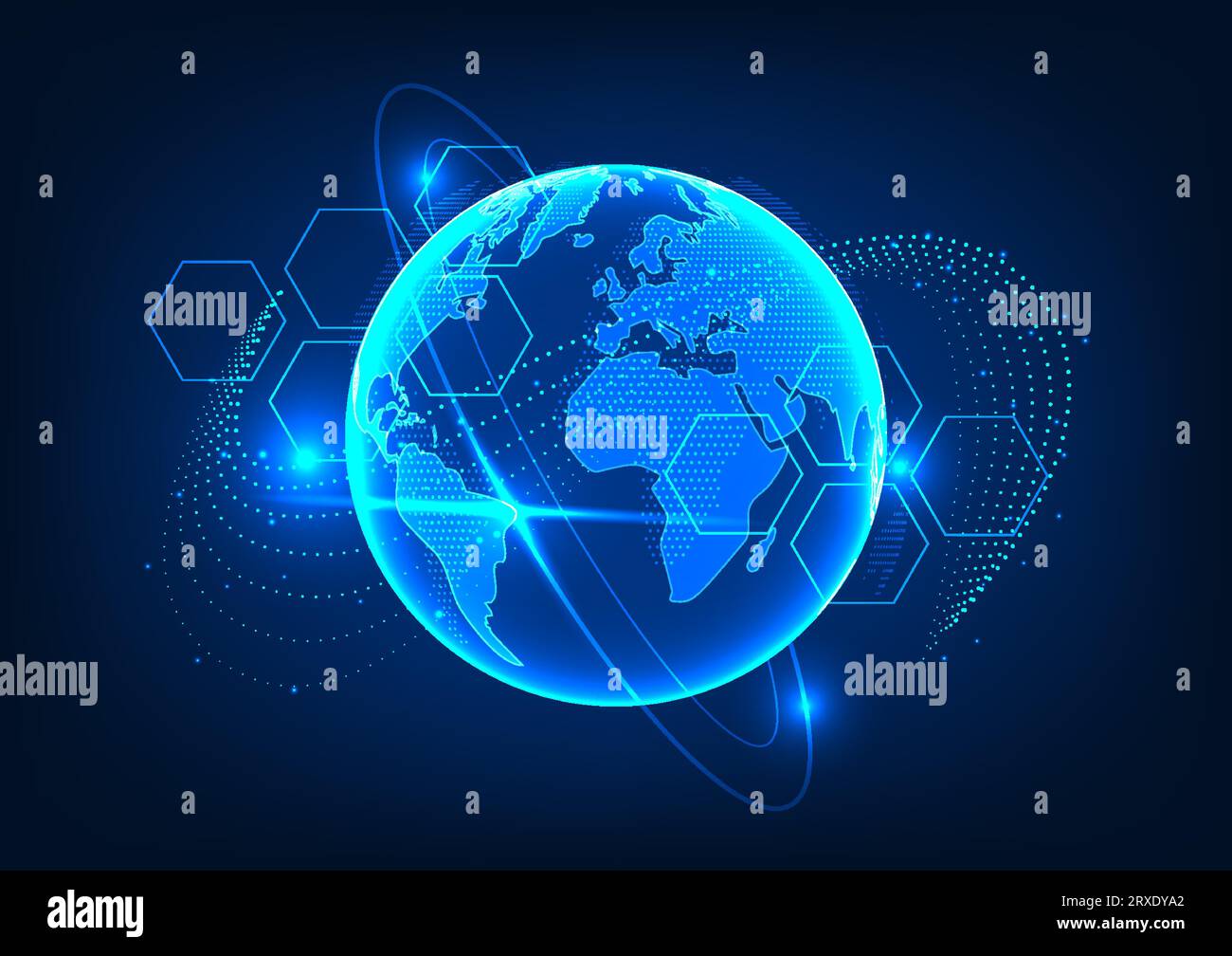 World technology. A globe with line elements surrounding it. It shows ...