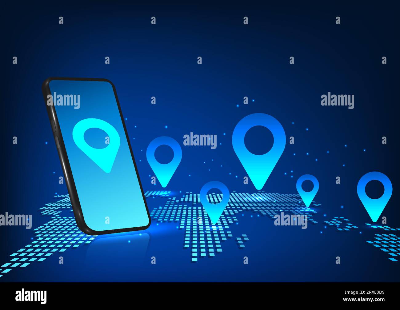 Smartphone technology There is a world map with a pin on the back of ...