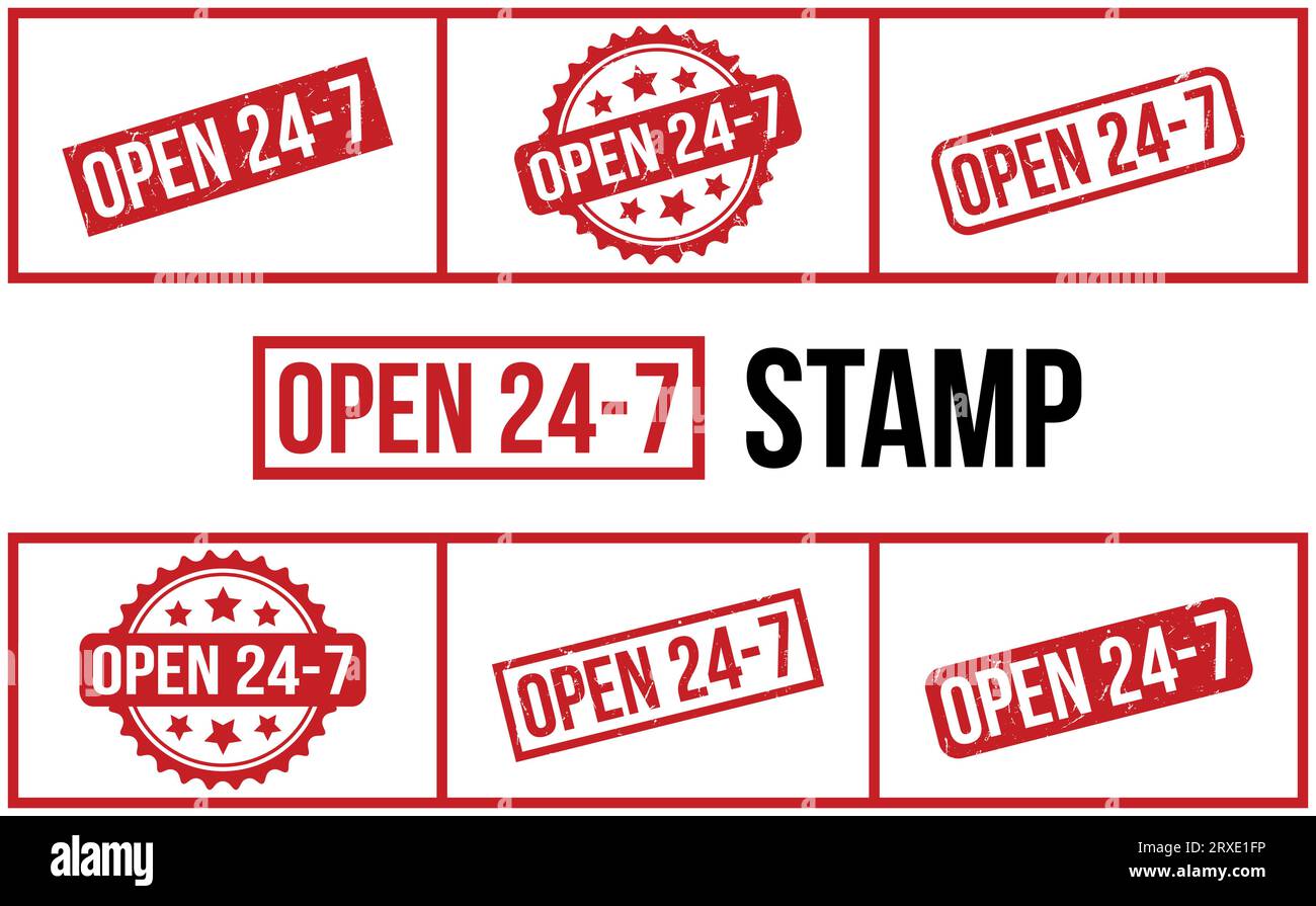 Open 24 7 Rubber Stamp Set Vector Stock Vector Image & Art - Alamy