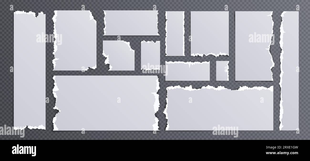 Strips and pieces of torn paper - realistic vector illustration set of ...