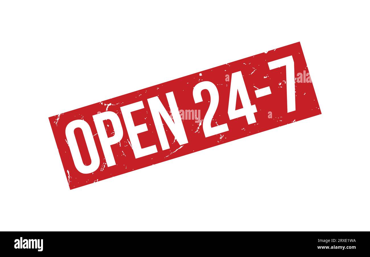 Open 24 7 stamp hi-res stock photography and images - Alamy