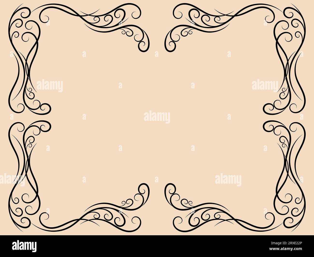 Ornate vintage frame. Swirl ornament. Ornamental curls. Vintage linear ...