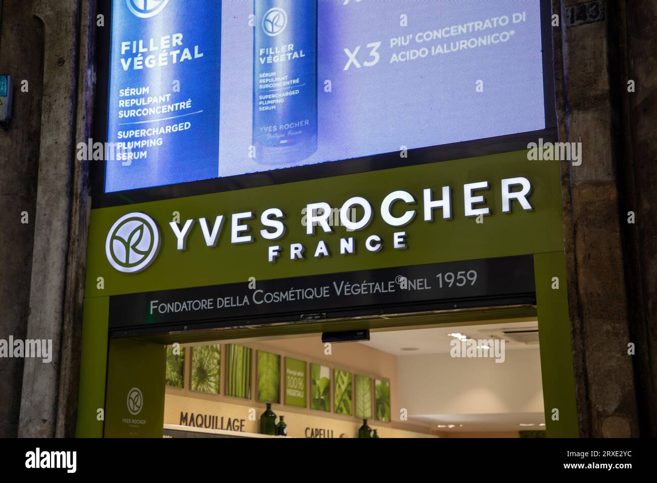 Milan, Italy - 09 18 2023 : Yves Rocher france in italy logo text green ...