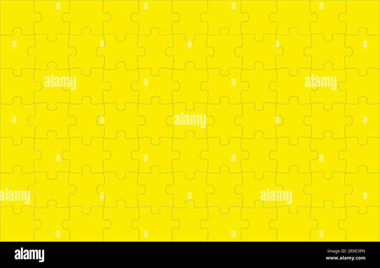 Yellow Jigsaw Puzzle Blank Background Template. Vector Illustration ...