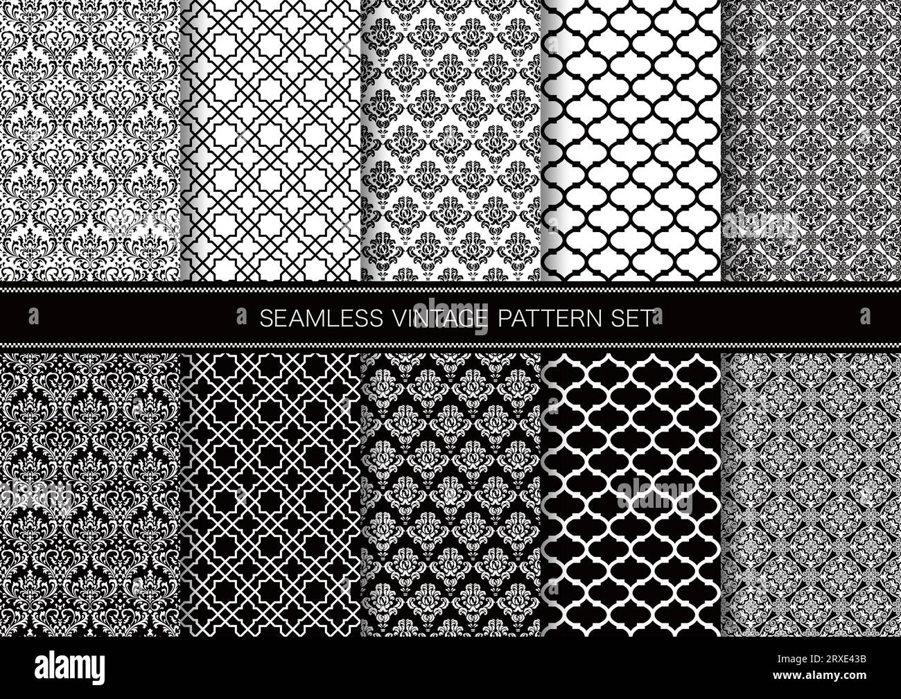 Horizontally And Vertically Repeatable Vector Seamless Damask Vintage ...