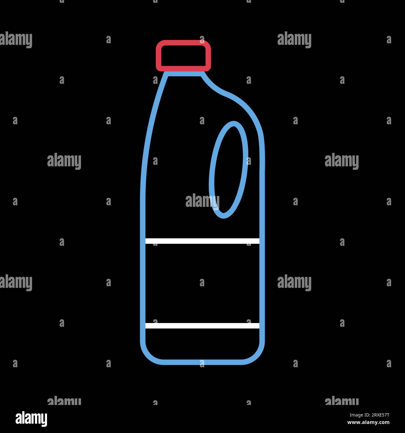 Milk plastic bottle vector on black background icon. Dairy product sign ...