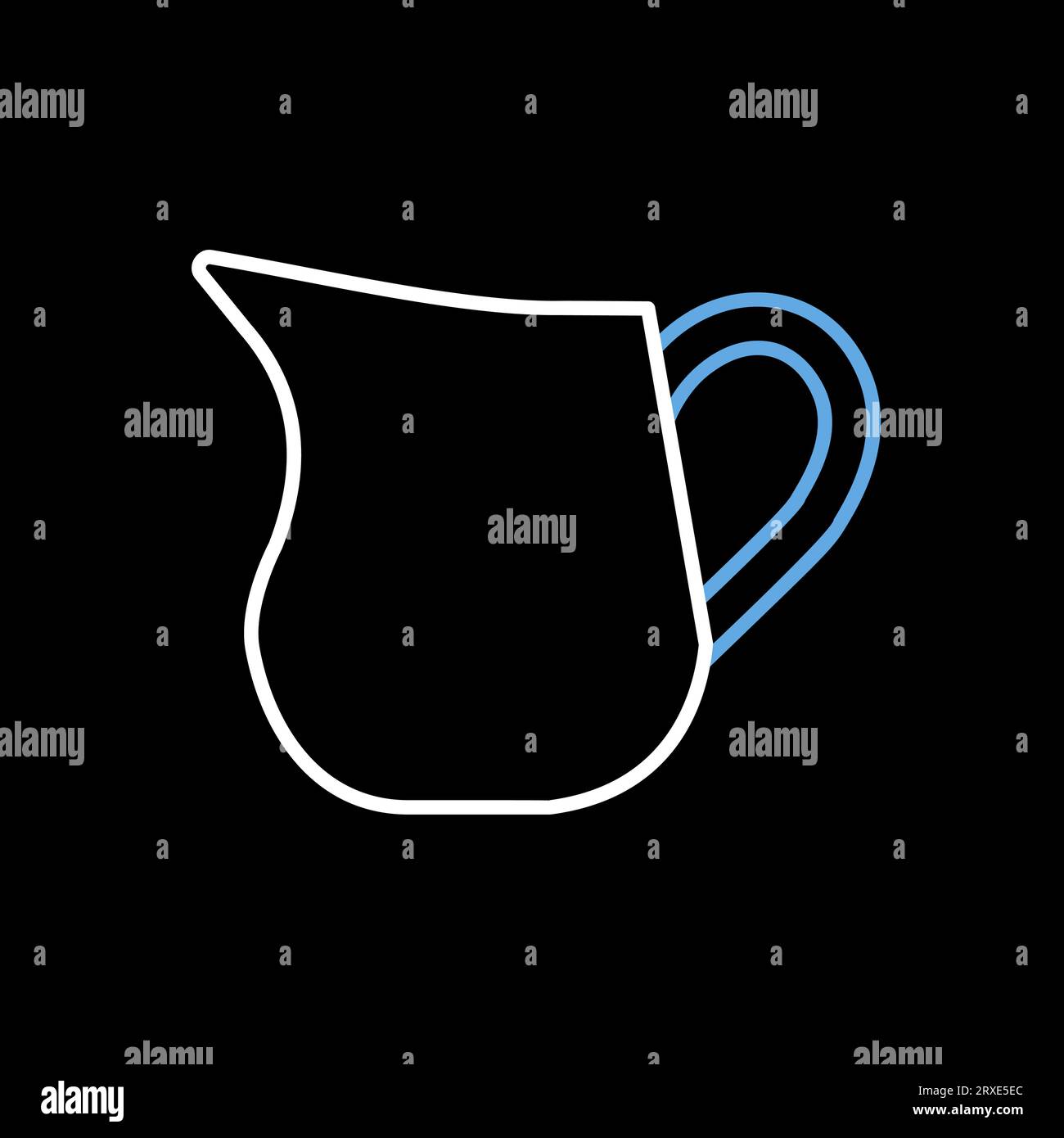 Creamer jug vector on black background icon. Dairy product sign. Graph ...