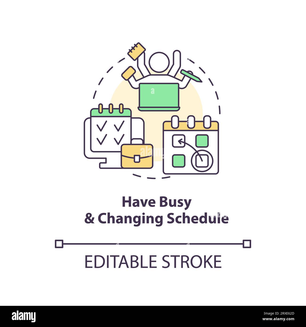2D have busy and changing schedule linear icon concept Stock Vector ...
