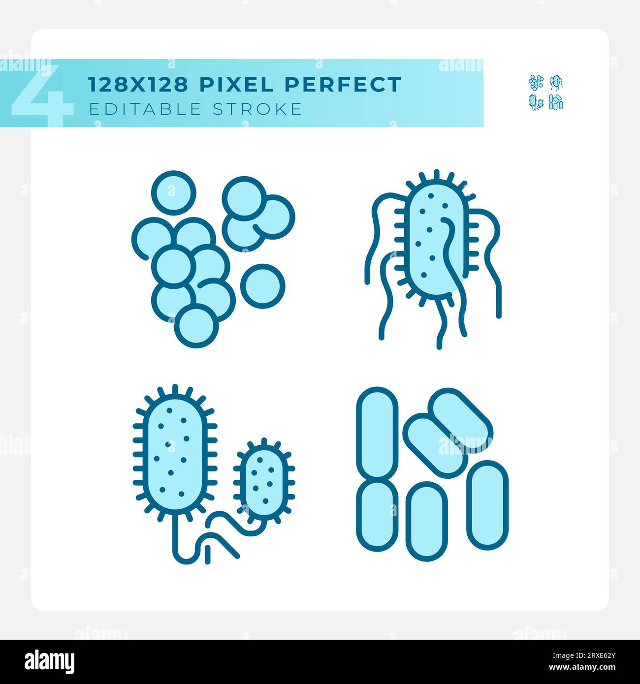 2D pixel perfect blue bacteria icons Stock Vector Image & Art - Alamy