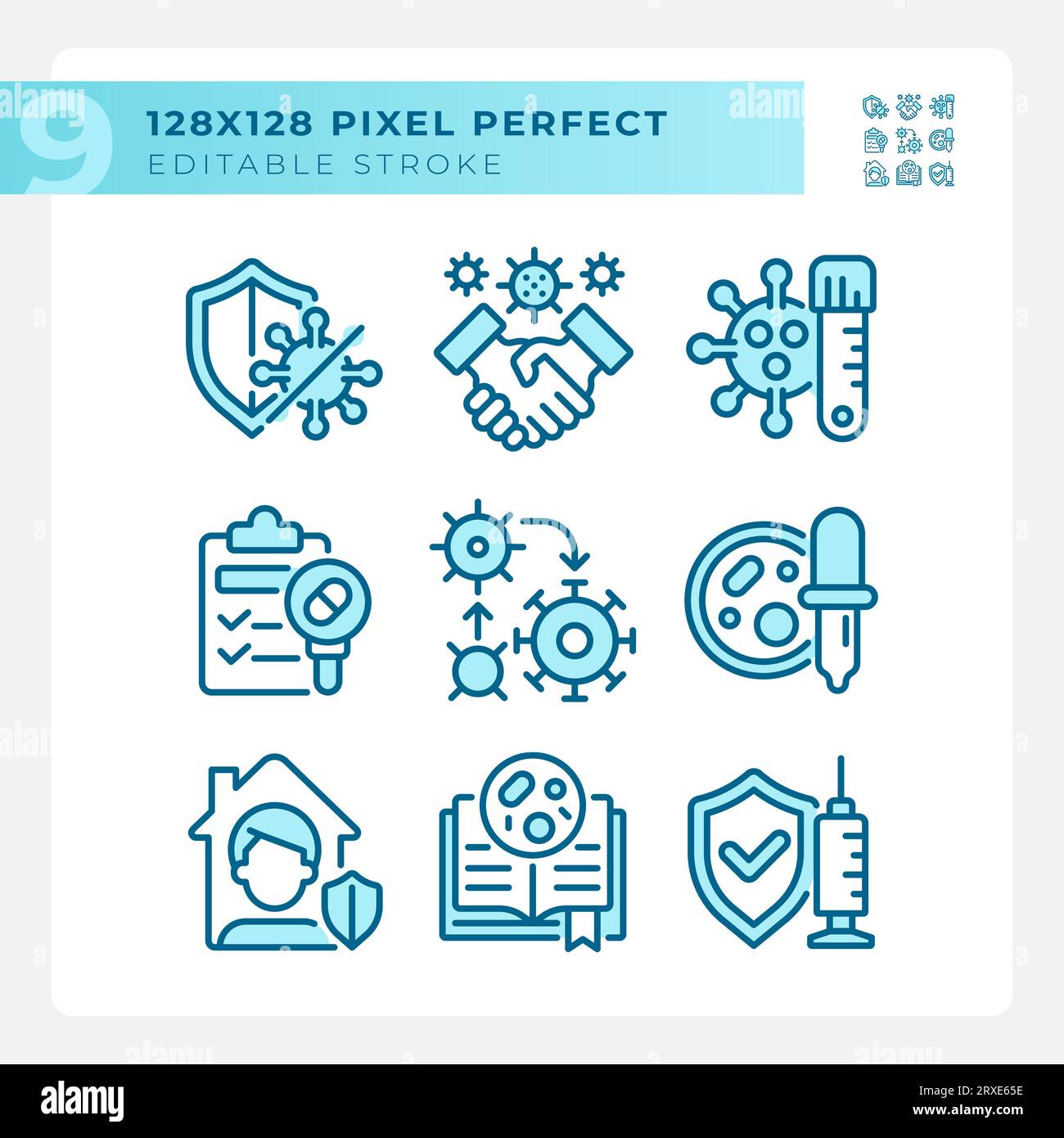 Pixel perfect blue bacteria icons collection Stock Vector Image & Art ...