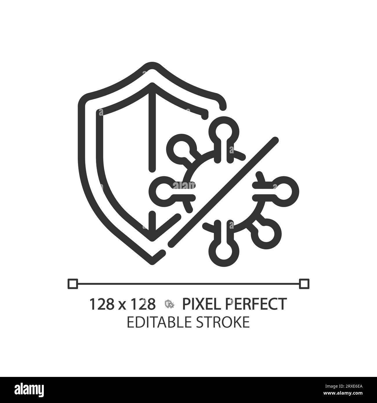 2D customizable thin line black virus with shield icon Stock Vector ...