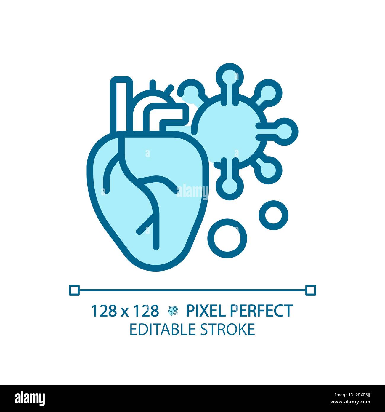 2D customizable thin line blue heart with virus icon Stock Vector Image & Art - Alamy
