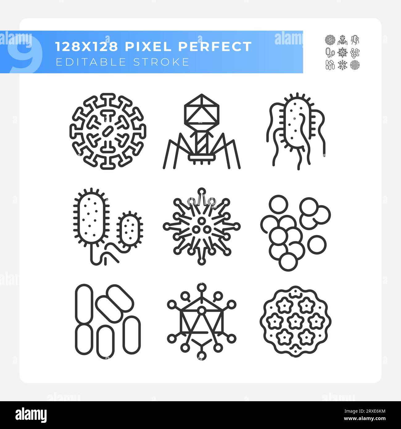 Pack of pixel perfect black bacteria icons Stock Vector Image & Art - Alamy