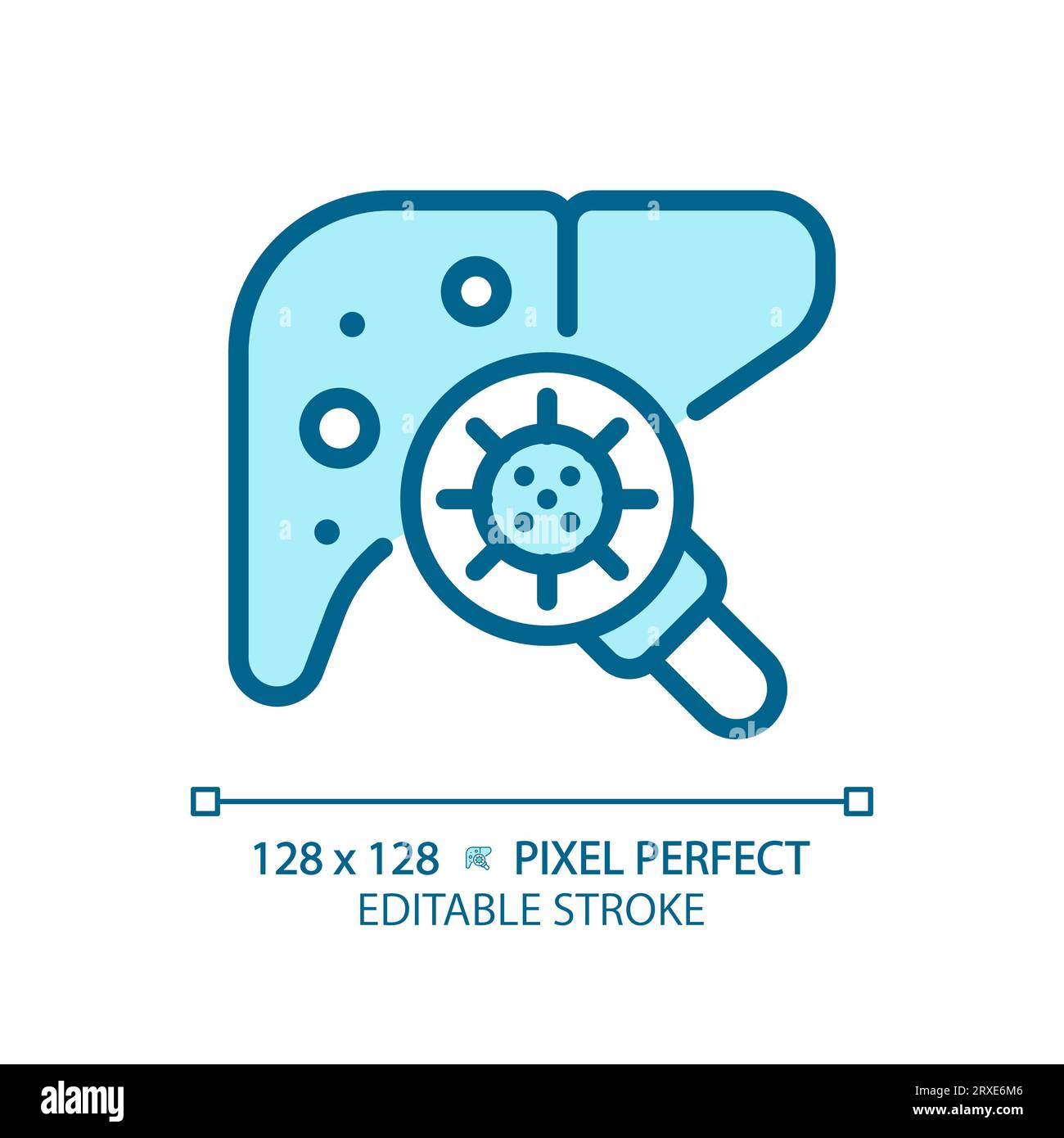 2D customizable thin line blue liver with virus icon Stock Vector Image ...