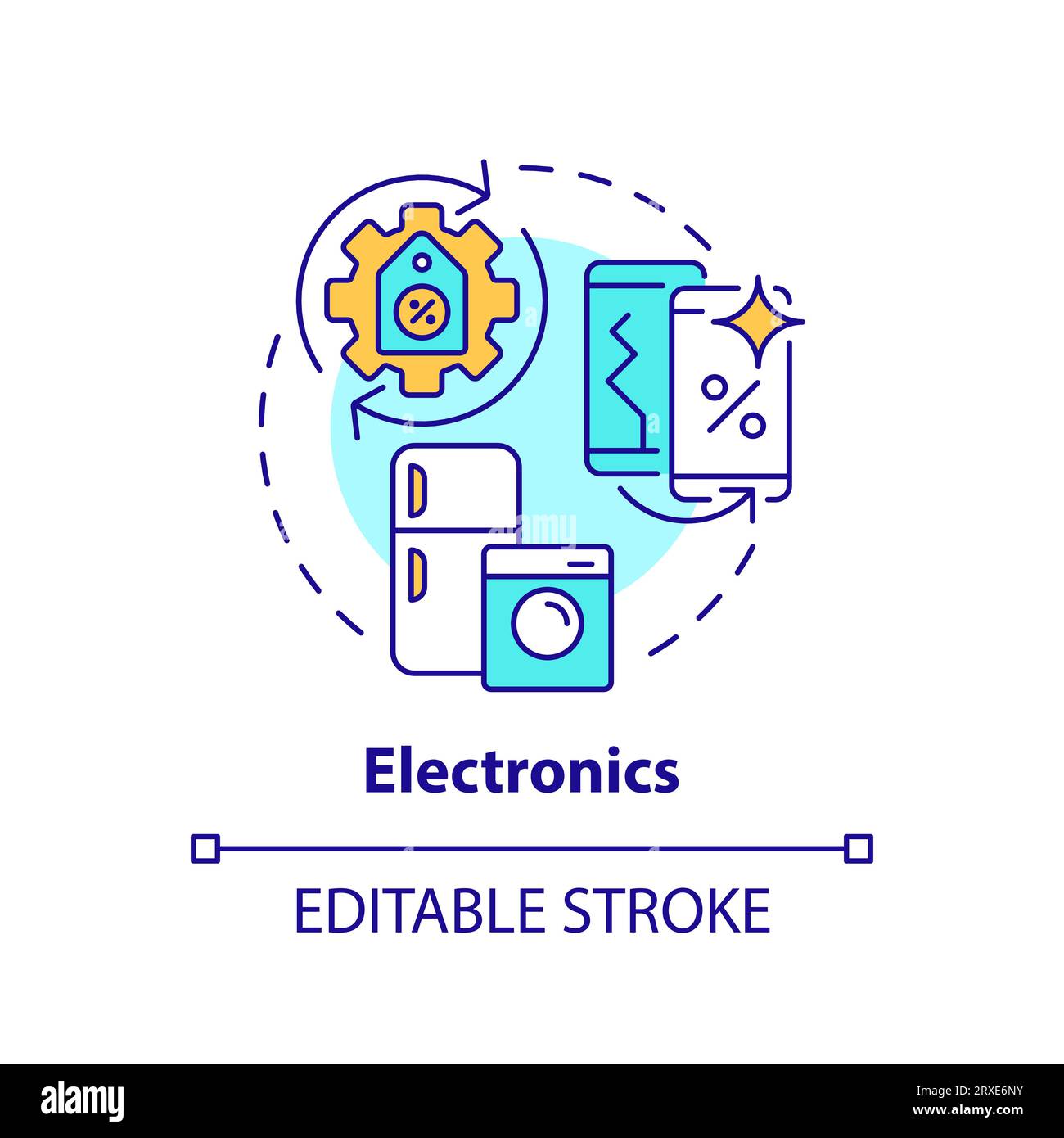 2d Customizable Colorful Linear Electronics Icon Concept Stock Vector