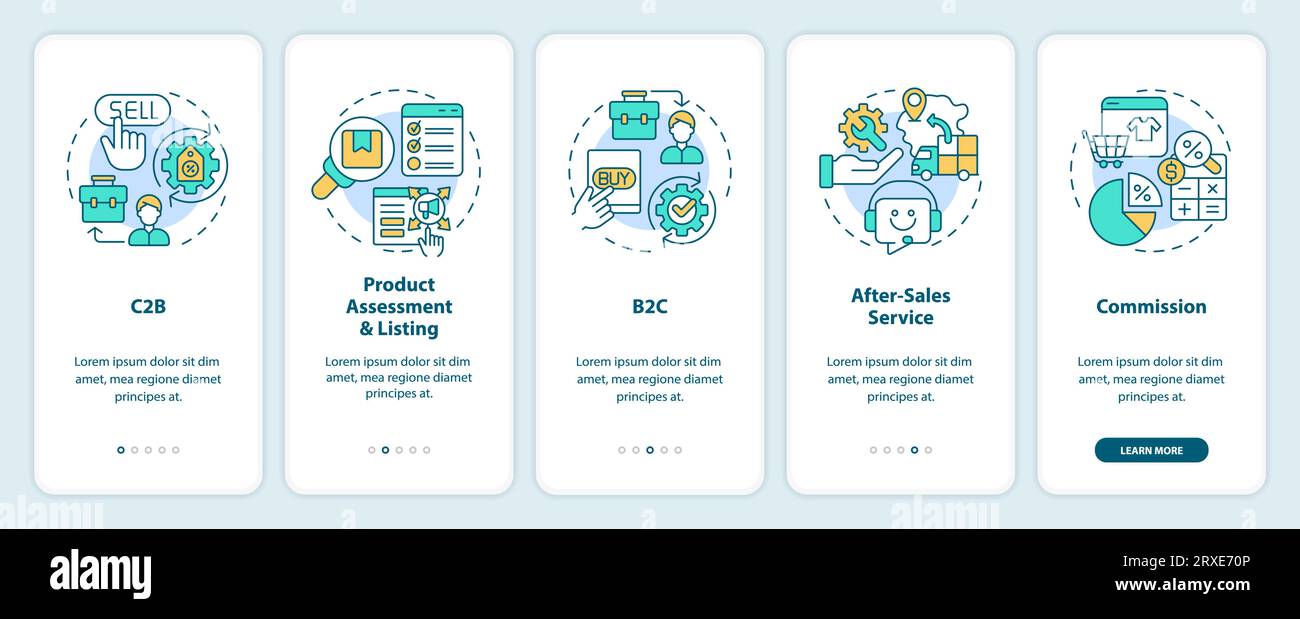 Walkthrough C2C with linear icons concept Stock Vector Image & Art - Alamy