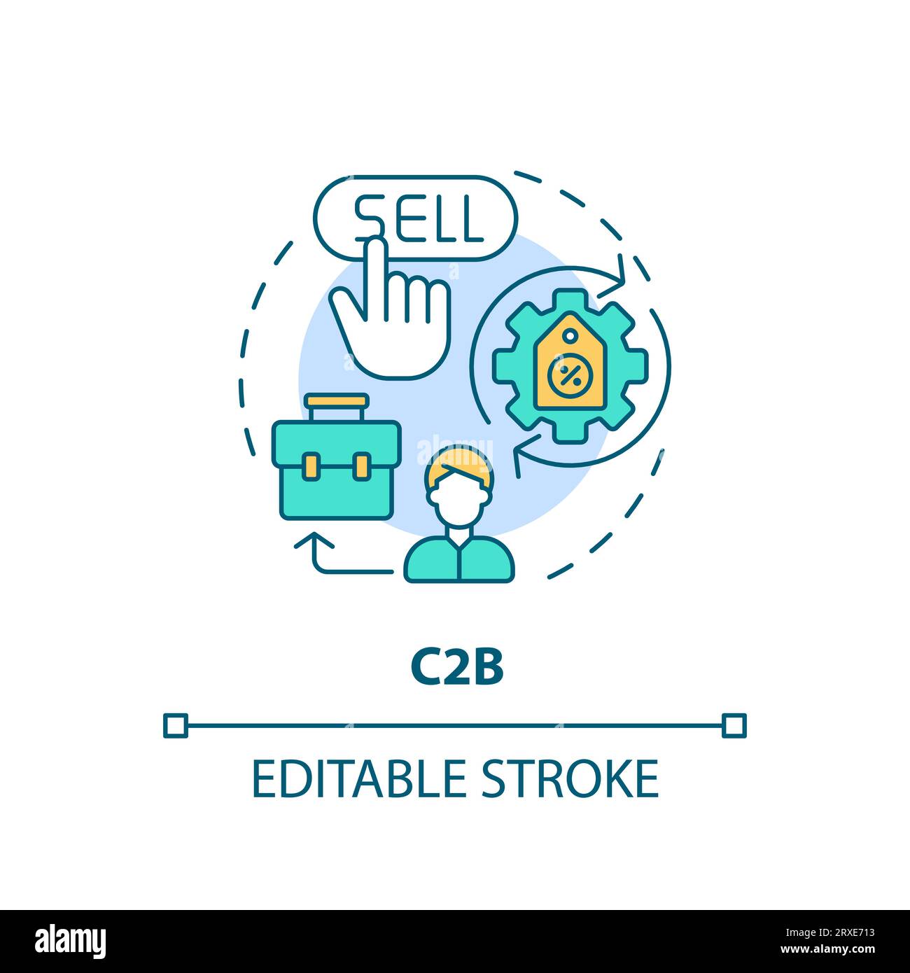 2D customizable colorful thin linear icon C2B concept Stock Vector ... 2D customizable colorful thin linear icon C2B concept Stock Vector ...