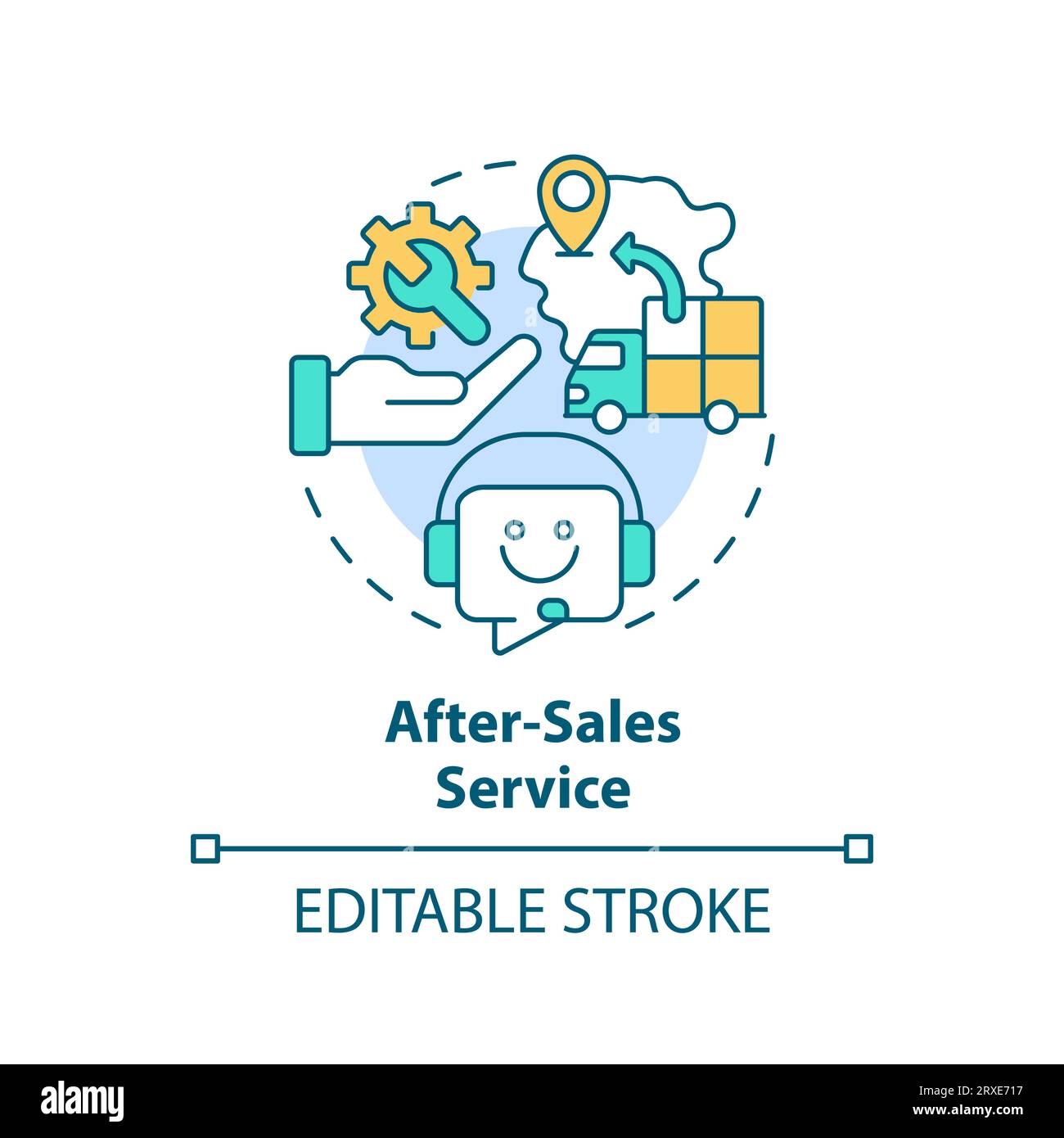 2D colorful thin linear icon after sales service concept Stock Vector ...