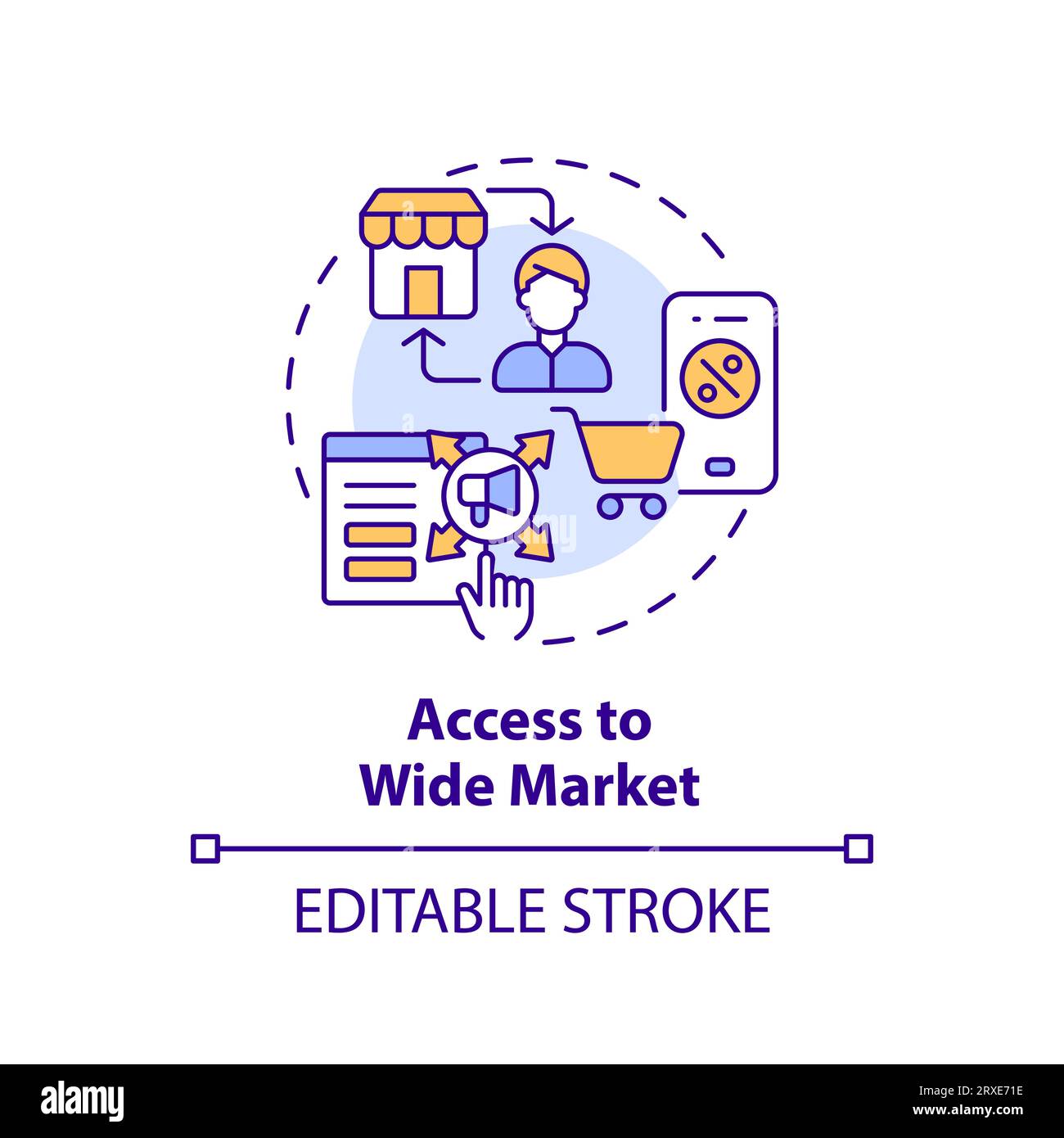 2D colorful thin linear access to wide market icon concept Stock Vector ...