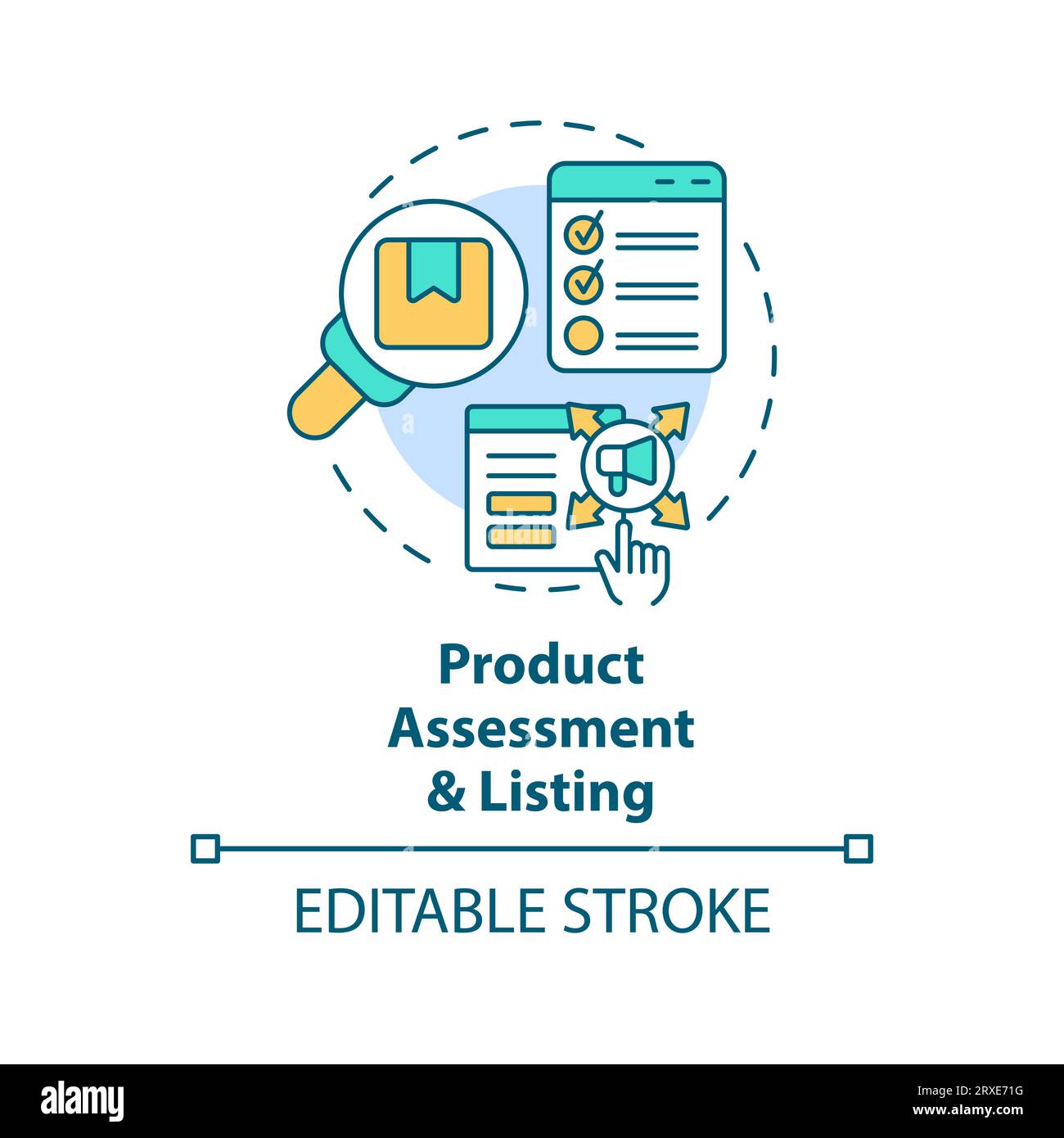 2D colorful icon product assessment and listing concept Stock Vector ...