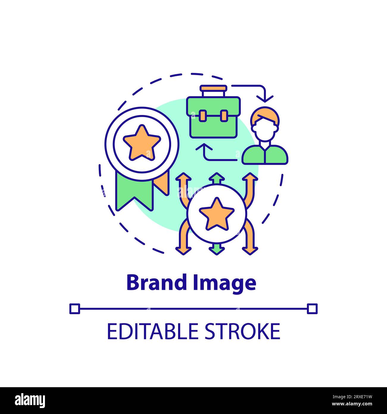 2d Customizable Colorful Thin Line Icon Brand Image Concept Stock