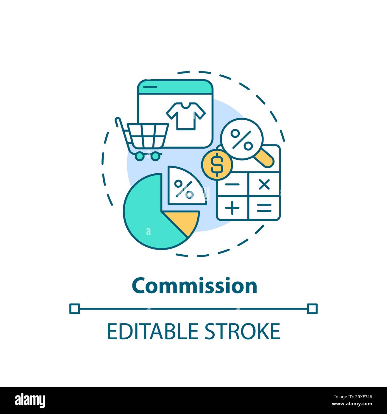 2D customizable colorful thin linear icon commission concept Stock ... 2D customizable colorful thin linear icon commission concept Stock ...
