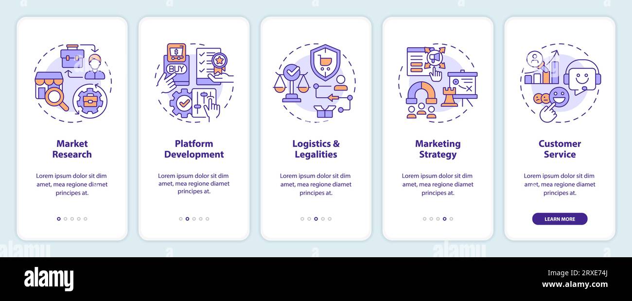 2D walkthrough C2C with colorful thin icons concept Stock Vector Image & Art - Alamy