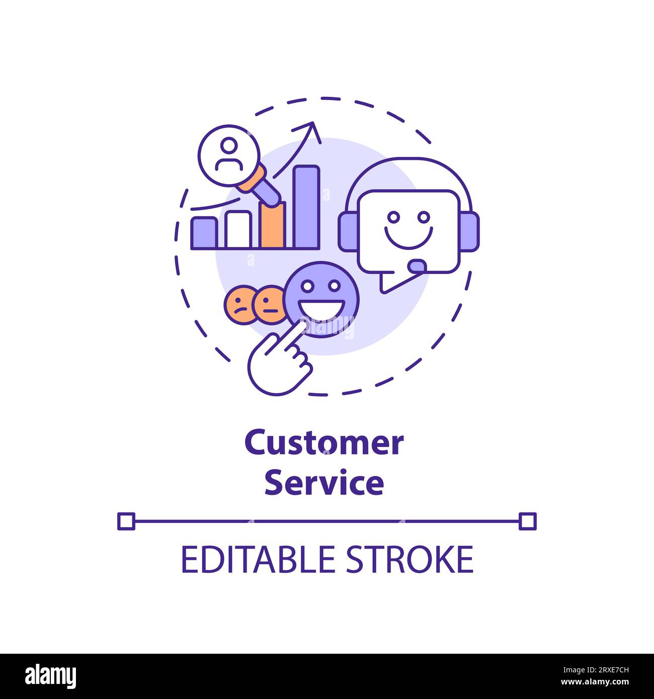 2D colorful thin linear customer service icon concept Stock Vector ...