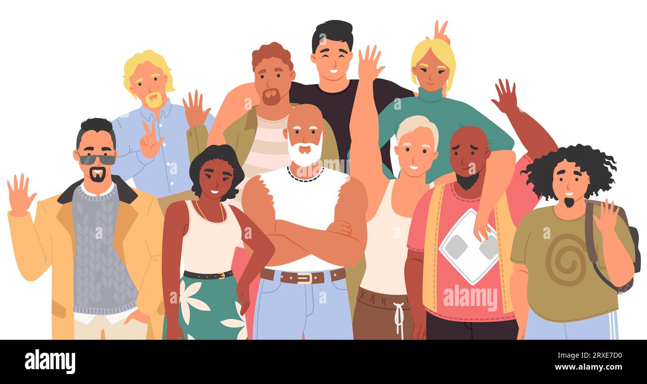 Group of diverse multinational people standing together Stock Vector ...