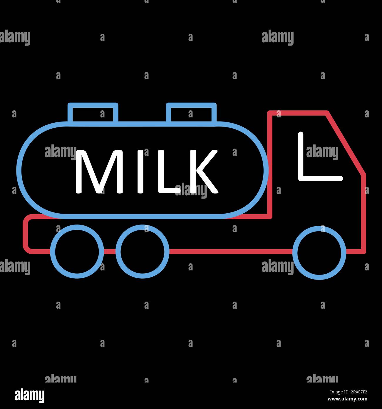 Dairy milk delivery service, truck with milk vector on black background ...
