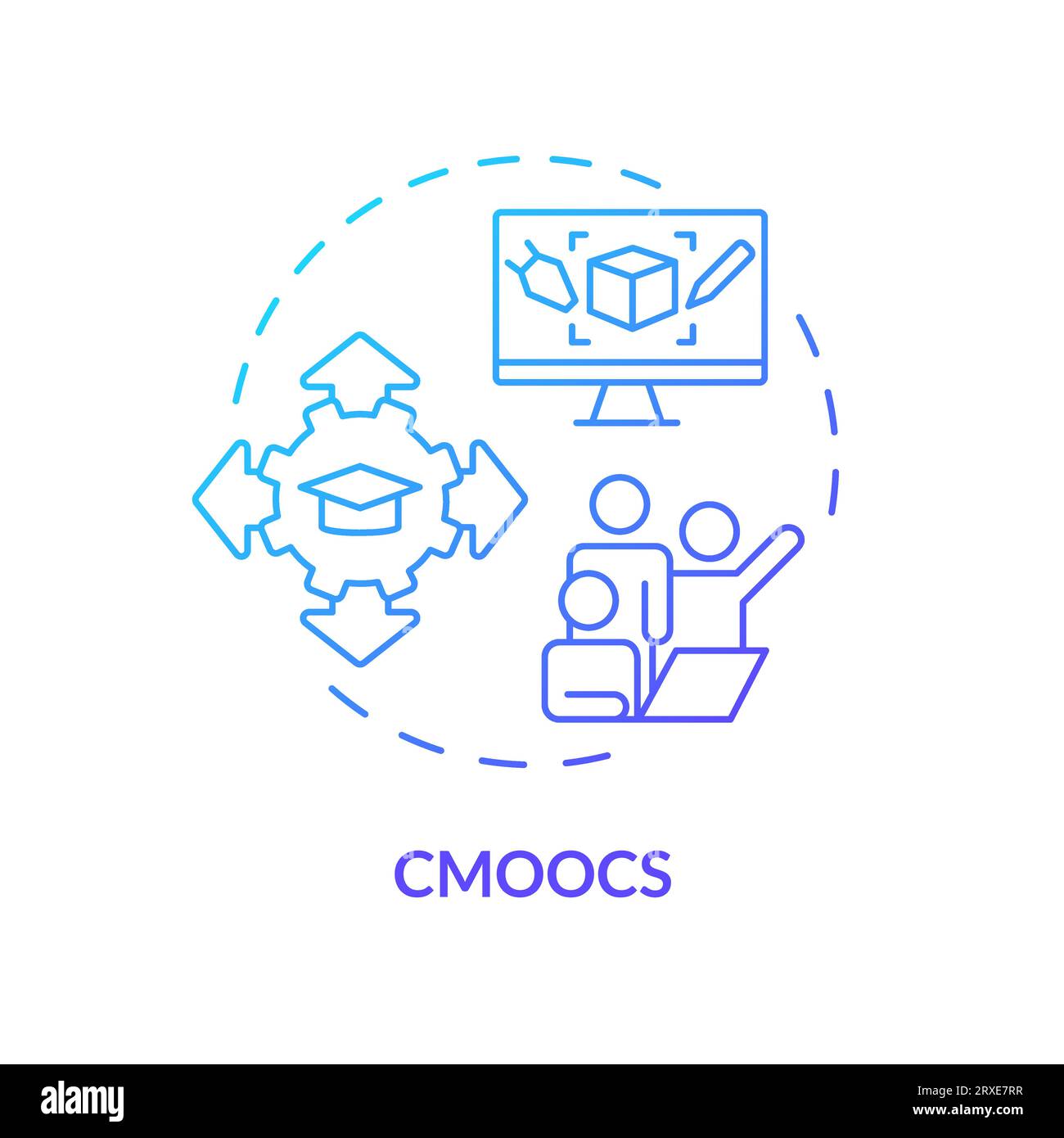 2d Gradient Thin Linear Icon Cmoocs Concept Stock Vector Image And Art
